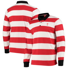 Welsh Rugby Iconic Long Sleeve Stripe Rugby Shirt - Red/Whit | WRU Store